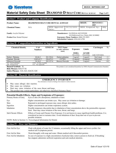 Diamond D Self Cure Acrylic 1-10.pdf - Keystone Industries
