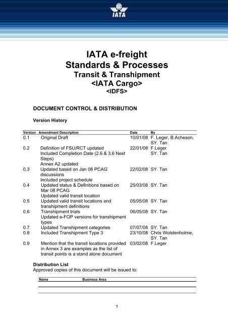 TRANSITS/TRANS-SHIPMENTS/INTERLINE - IATA
