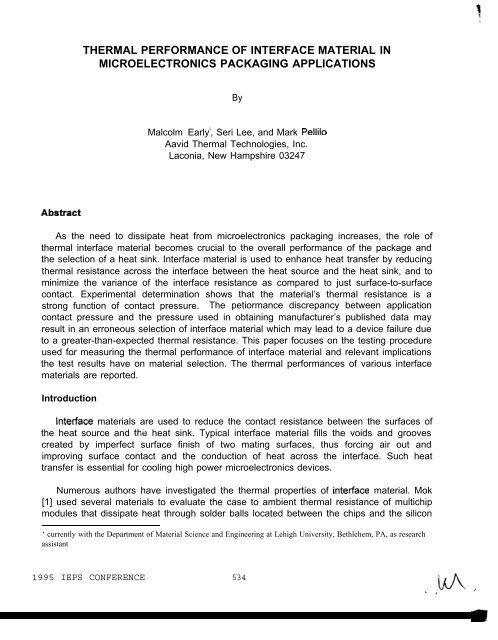 thermal performance of interface material in microelectronics - DigiKey