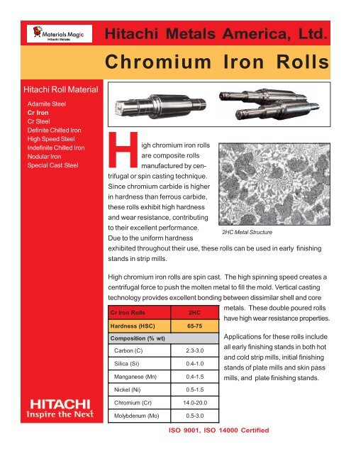 Chromium Iron Rolls - Hitachi Metals America, Ltd.