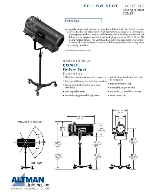 COMET FOLLOW SPOT LIGHTING - Altman Lighting