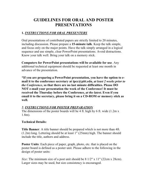 GUIDELINES FOR ORAL AND POSTER PRESENTATIONS