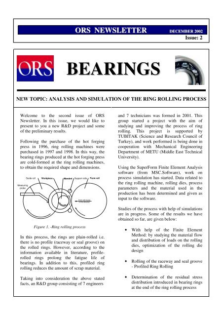 Analysis and simulation of the ring rolling process - ORS Bearings