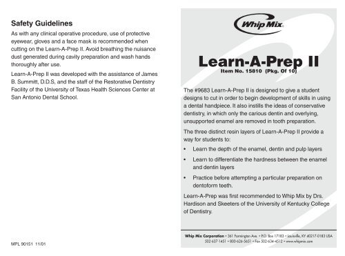 Learn A Prep II Instructions - Whip Mix