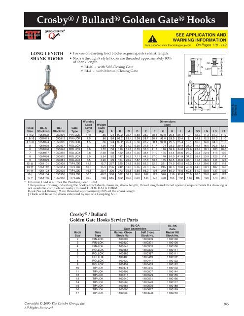 9900299 Crosby LATCH KIT ONLY tillescenter Pulling & Lifting Material ...