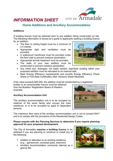 Home Additions and Ancillary Accommodation ... - City of Armadale