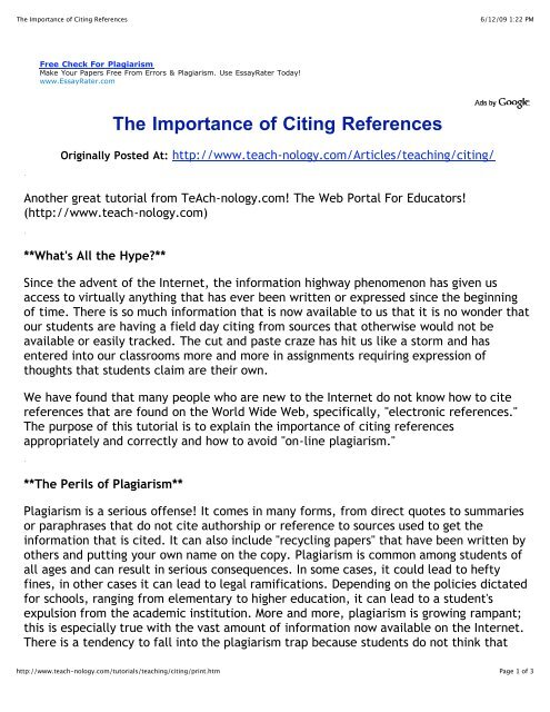 The Importance of Citing References