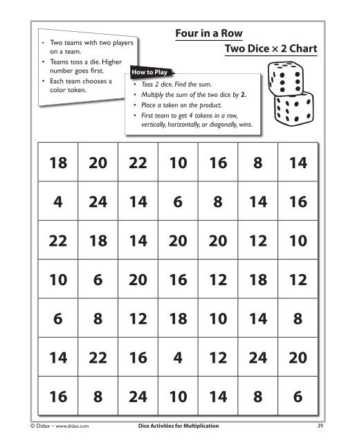 Dice Activities for Multiplication (Grades 3?6)