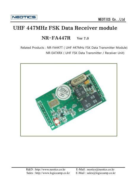 UHF 447MHz FSK Data Receiver module