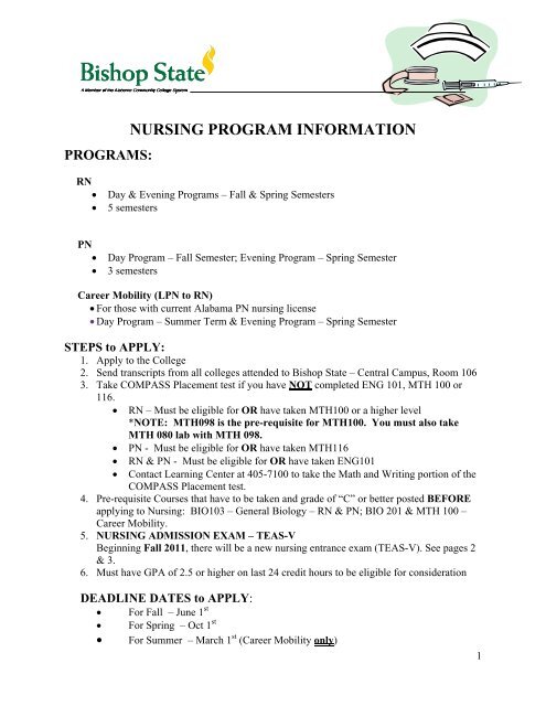Nursing Programs and information - Bishop State Community College
