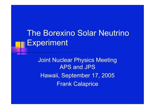 The Borexino Solar Neutrino Experiment