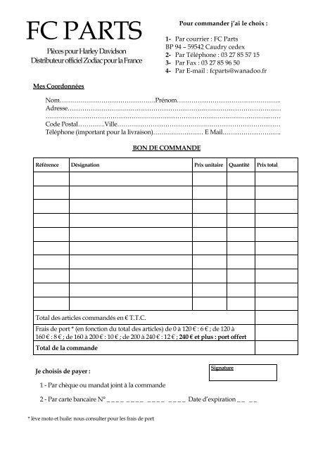 bon de commande - CTC-DZ