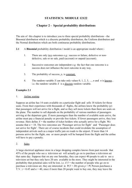 Special Probability Distributions