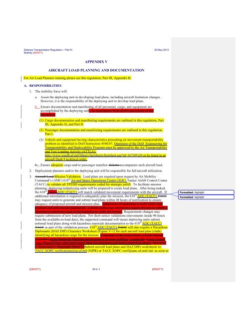 appendix v aircraft load planning and documentation - United States ...