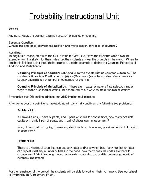 Probability Instructional Unit