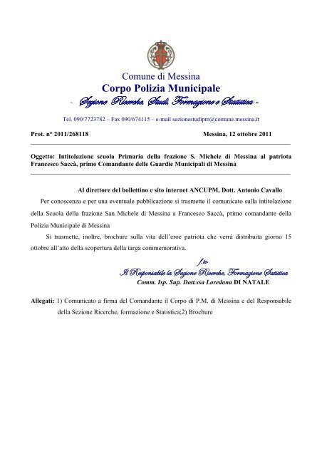 Francesco SaccÃ - L'Uomo. L'Eroe Primo Comandante ... - ANCUPM