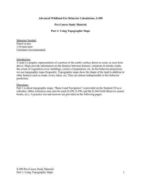 S-490 Pre-Course Study Material Part 1 - NWCG Training and ...