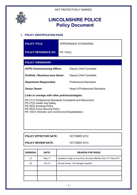 Appearance Standards policy.pdf - Lincolnshire Police