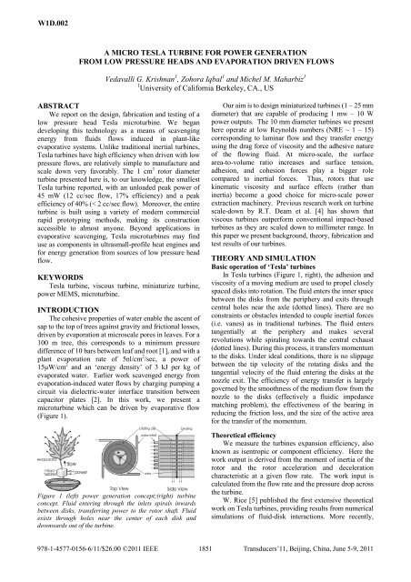 A MICRO TESLA TURBINE FOR POWER GENERATION FROM ...