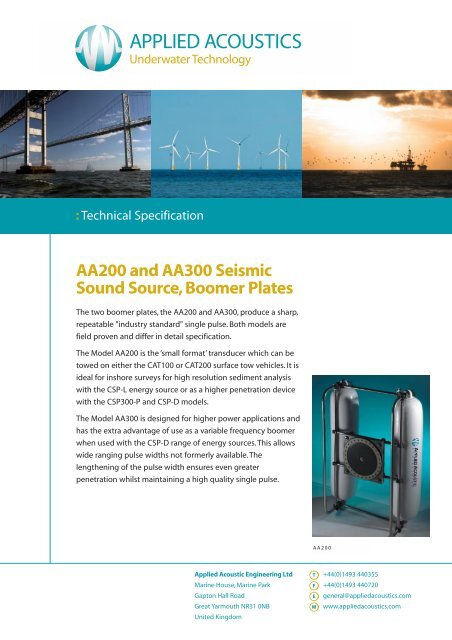 AA200 and AA300 Seismic Sound Source, Boomer ... - Hydroacoustics