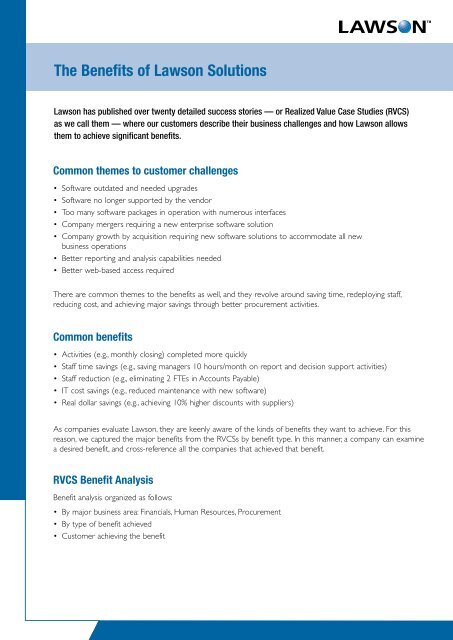 The Benefits of Lawson Solutions - Digital Concourse