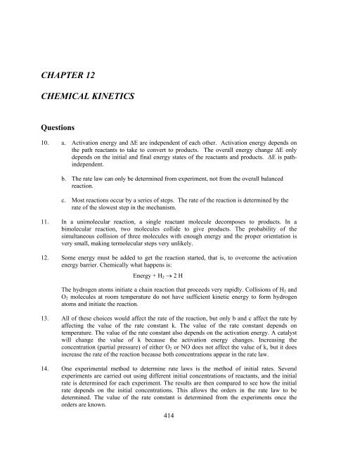 CHAPTER 12 CHEMICAL KINETICS