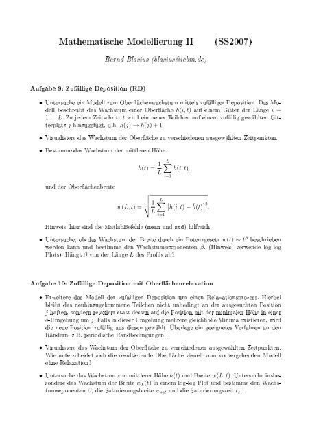 Übungsblatt 5 - Mathematische Modellierung - ICBM