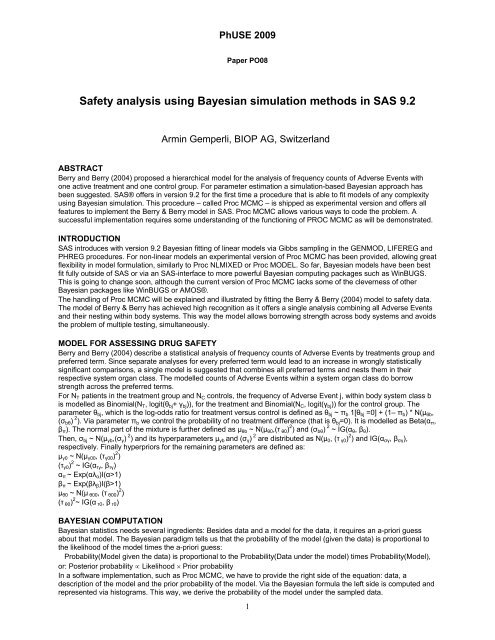 Safety Analysis Using Bayesian Simulation Methods In Phuse Wiki