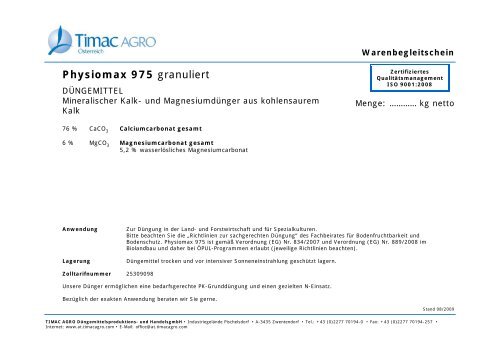 Physiomax 975 granuliert - Timacagro.com
