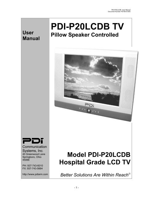 PDI-P20LCDB TV - Pdiarm.com