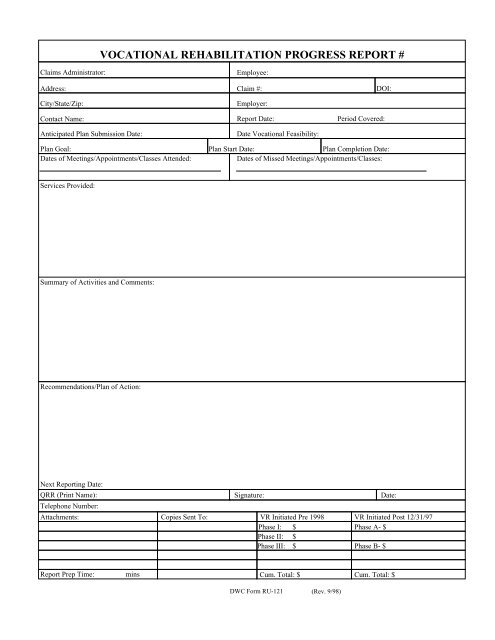vocational rehabilitation progress report - getMedLegal.com