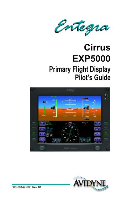 Entegra EXP5000 PFD Pilot's Guide for the Cirrus - Avidyne