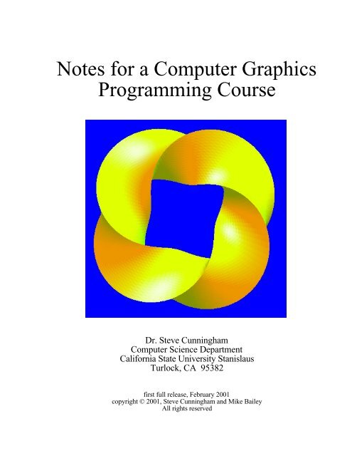 Notes For A Computer Graphics Programming Course