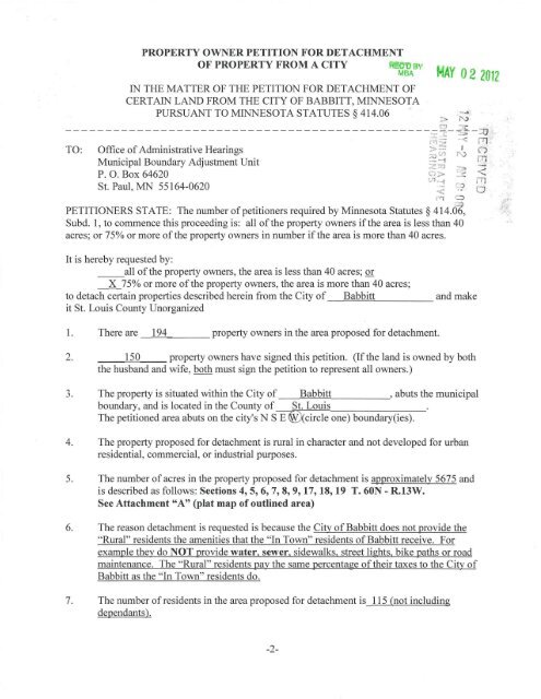 Initiating Documents and Map - Municipal Boundary Adjustments