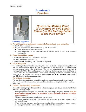 Lab #: Melting Point