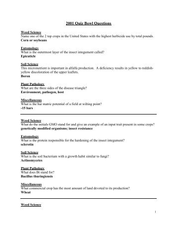 Quiz Bowl Sample Questions - 1