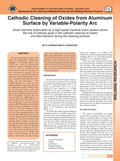Cathodic Cleaning of Oxides from Aluminum Surface by Variable ...