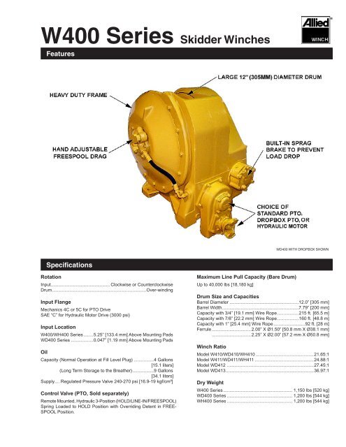 W400 Series Skidder Winches - Allied Systems Company