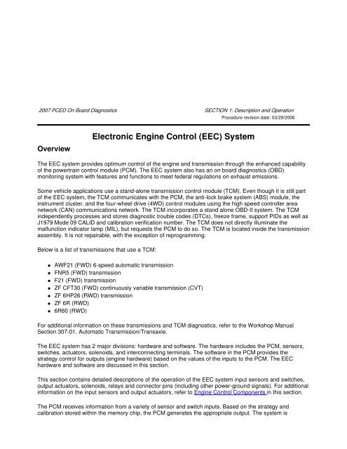 Electronic Engine Control (EEC) System