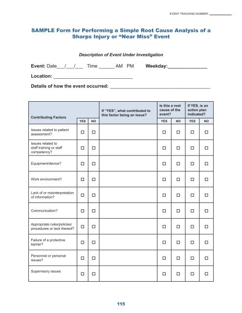 SAMPLE Form for Performing a Simple Root Cause Analysis of a ...