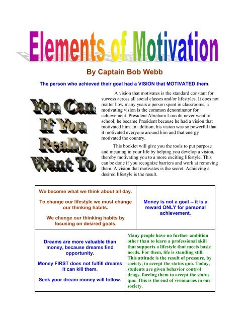 By Captain Bob Webb - Motivation Tool Chest
