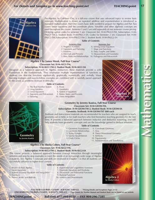 Mathematics - Teaching Point