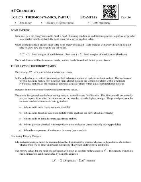 Example Problems - Avon Chemistry