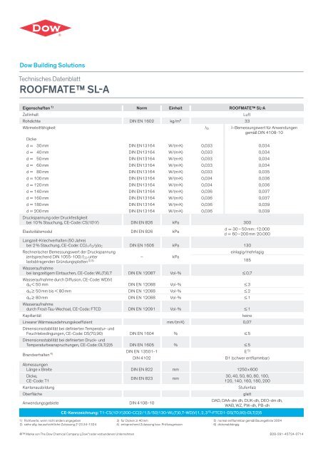 Technisches Datenblatt ROOFMATEâ ¢ SL-A - Dow Building Solutions