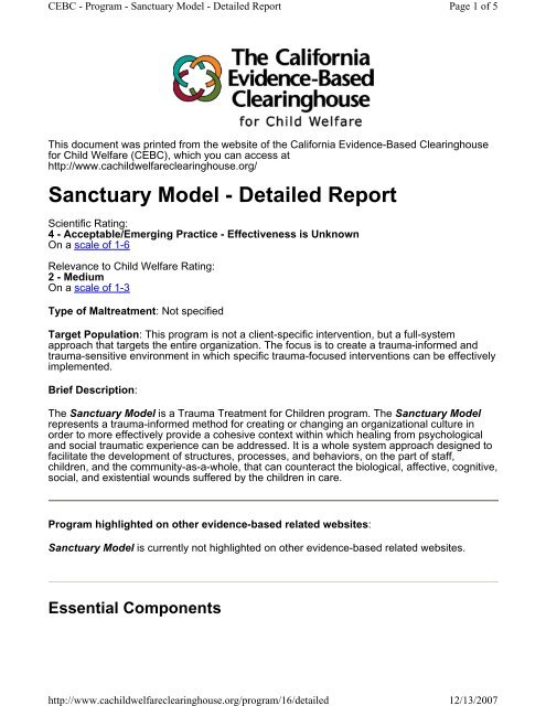 California Evidence-Based.pdf - The Sanctuary Model