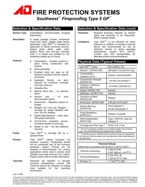 TYPE 5GP - A/D Fire Protection Systems