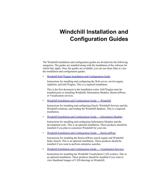 Windchill Installation and Configuration Guide