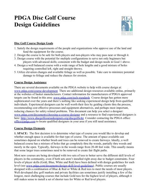 PDGA Disc Golf Course Design Guidelines