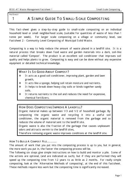 A SIMPLE GUIDE TO SMALL -SCALE COMPOSTING