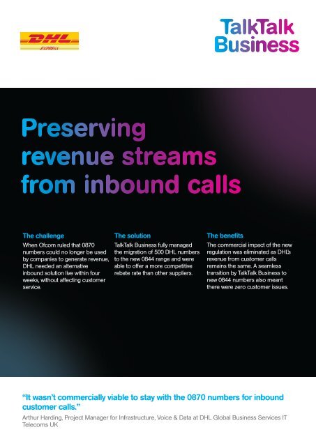 DHL Case Study:DHL Case Study - TalkTalk Business